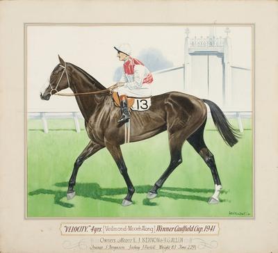 Painting, Watercolour; Velocity and Jack Purtell - Australian Racing Museum