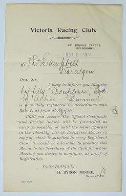 Certificate; Registration of Racehorse, Souplesse - Australian Racing ...