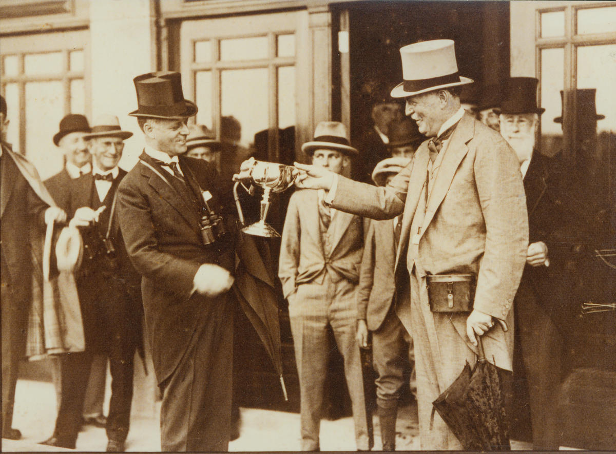 Photograph; L K S Mackinnon and E L Baillieu with 1924 Melbourne Cup ...