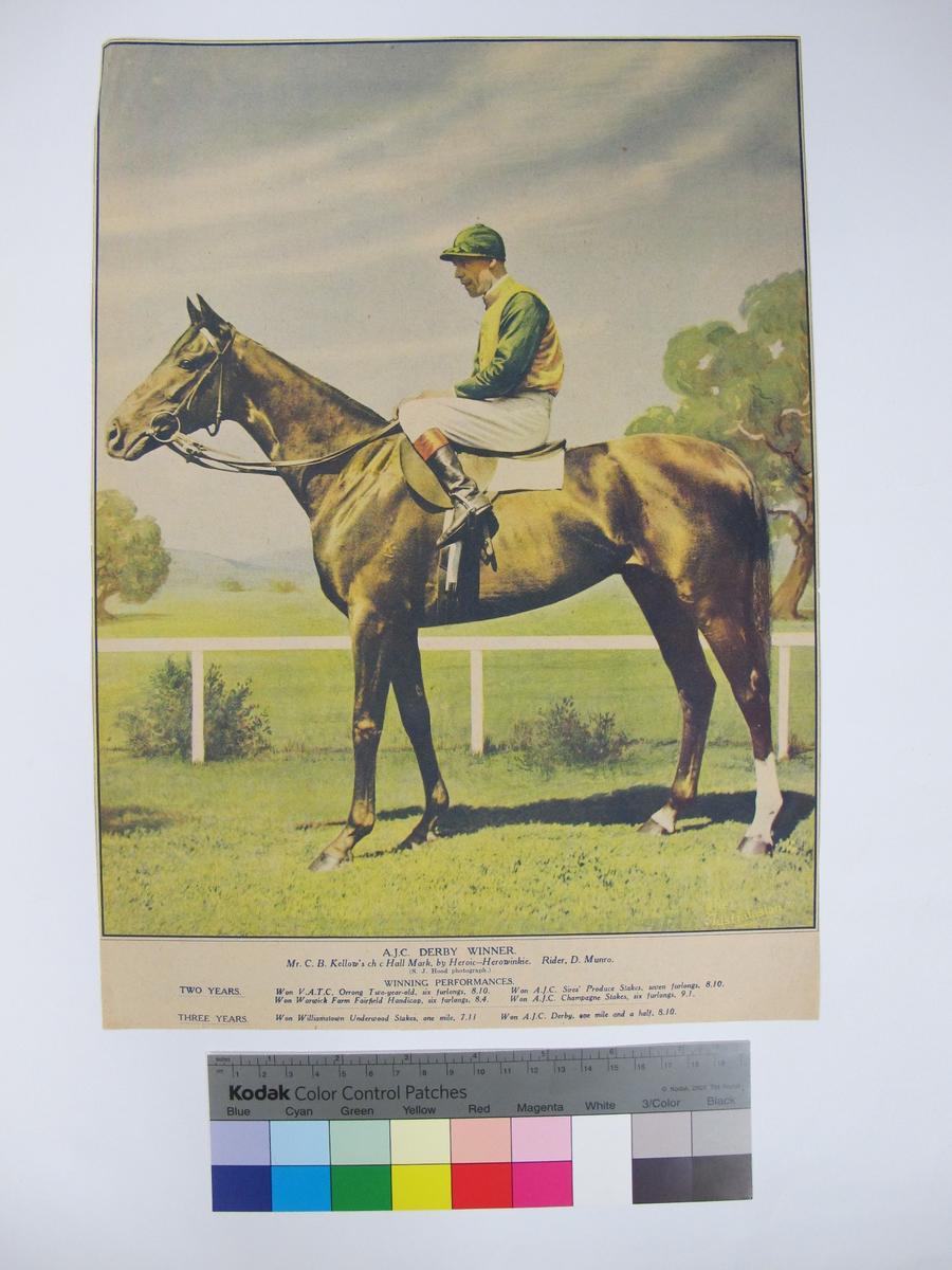 Newspaper Clipping; Hall Mark and Darby Munro - Australian Racing Museum
