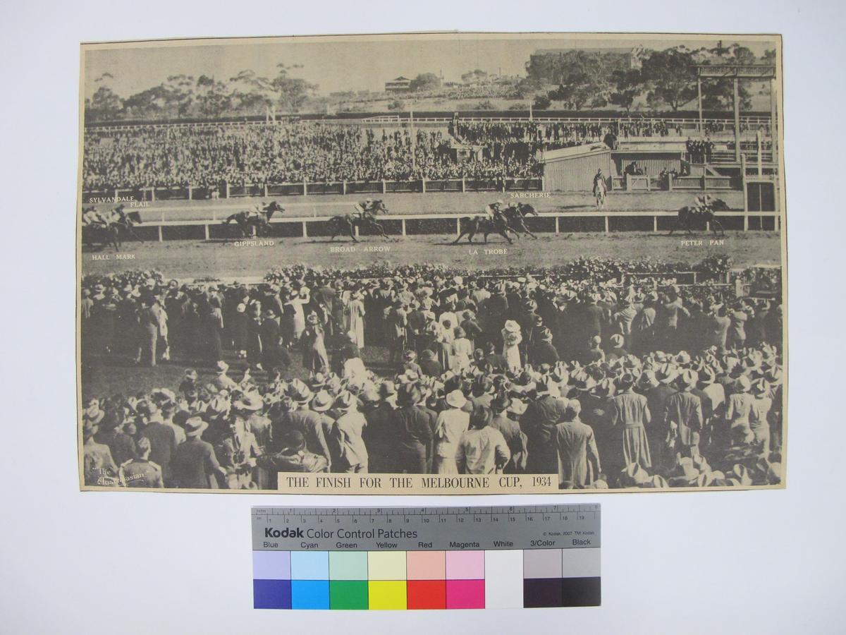 Print: The Finish for the Melbourne Cup, 1934 - Australian Racing Museum